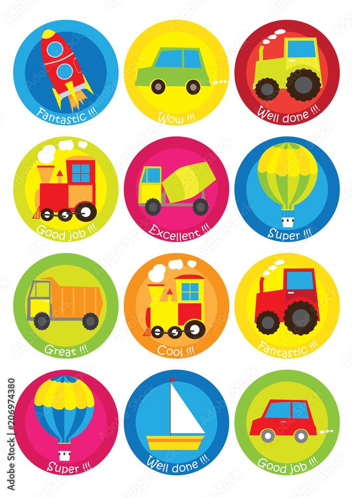 Teacher Reward Motivational Stickers for Children - vehicles ...