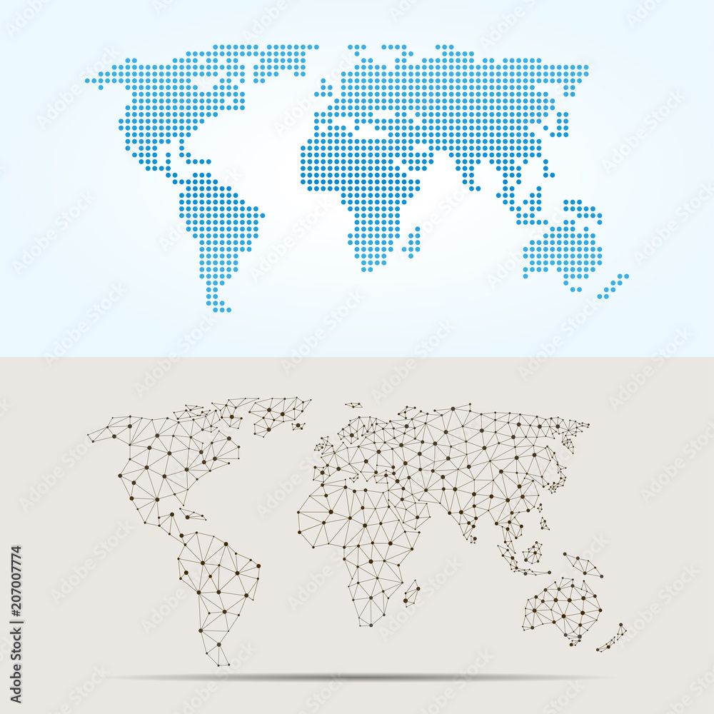 Vetor Maps globe Earth contour outline silhouette world mapping ...