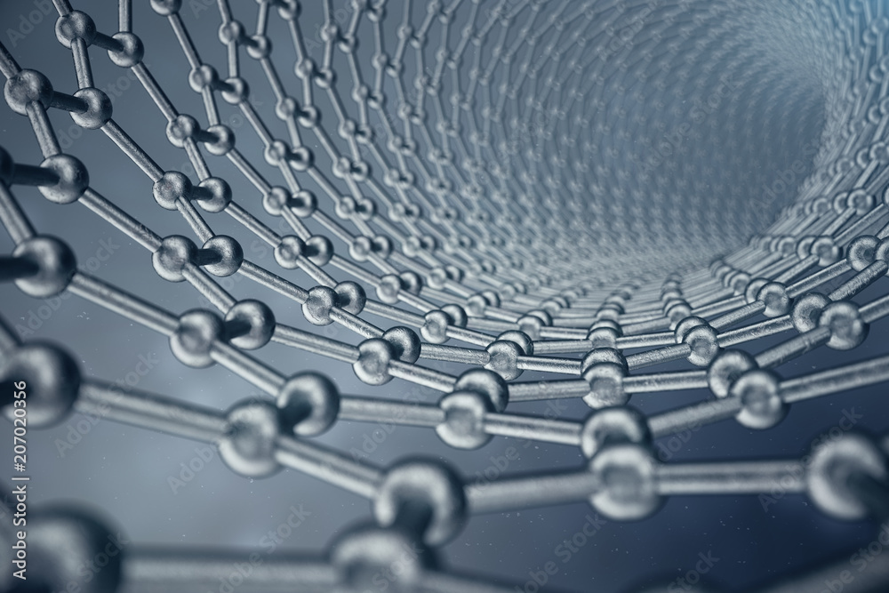 3d rendering structure of the graphene tube, abstract nanotechnology ...