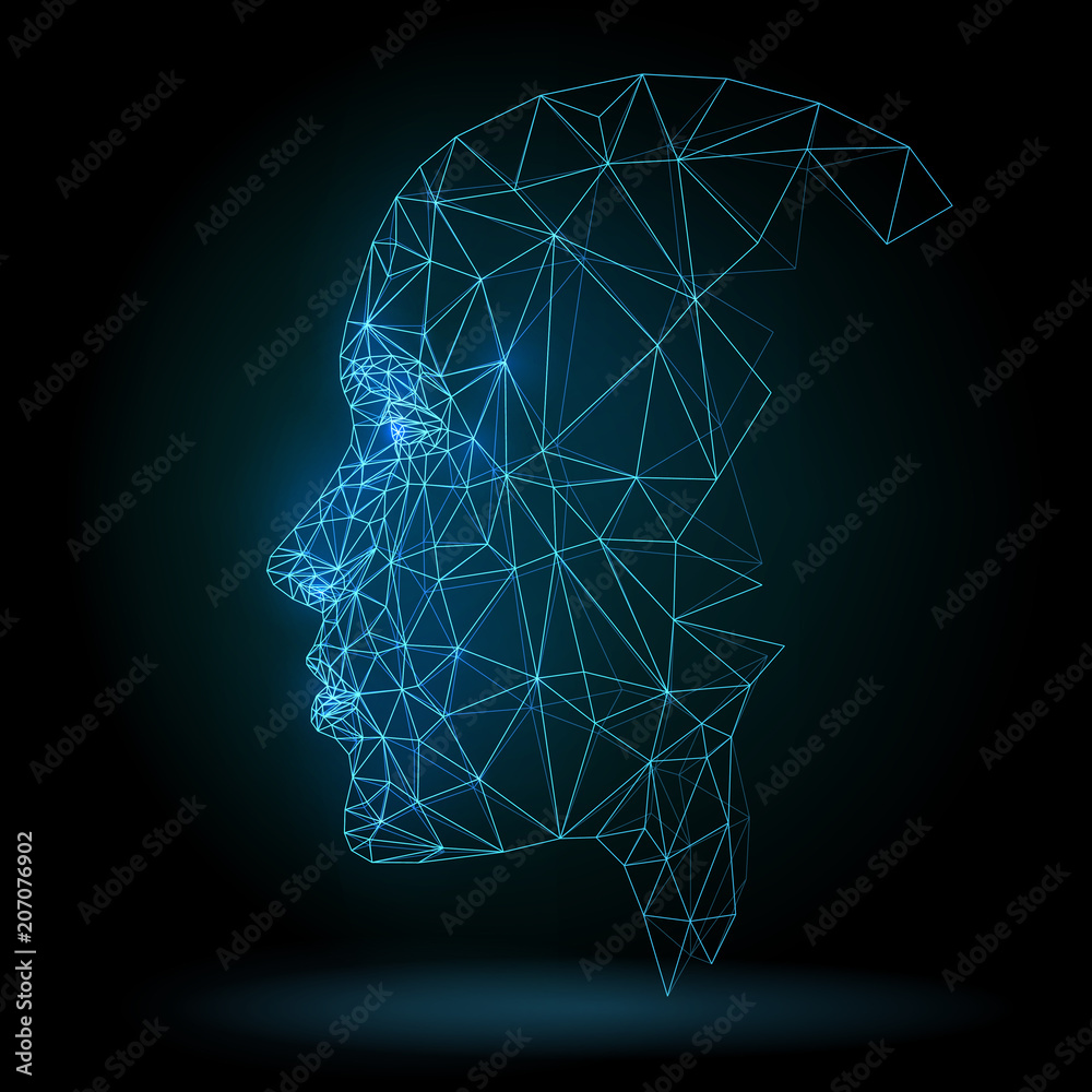 Human face, triangular grid, technology Stock Vector | Adobe Stock