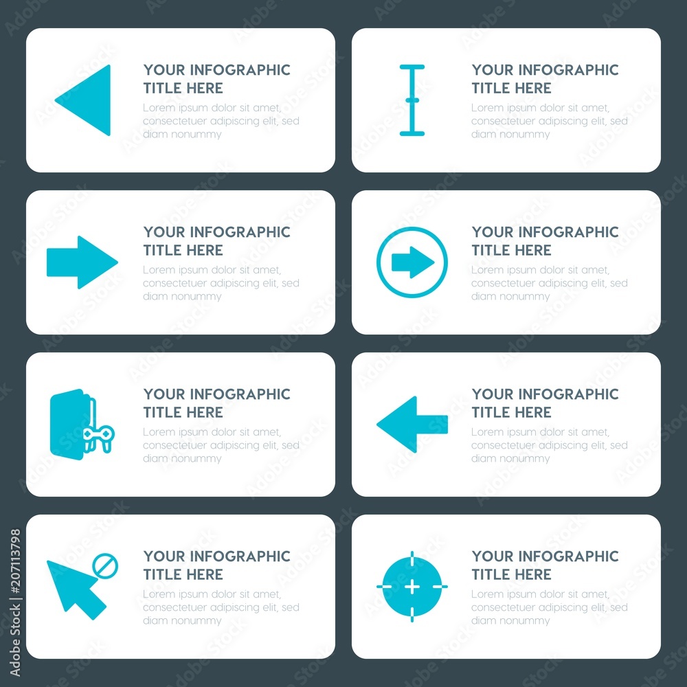 Flat cloud and networking, arrows, folder, cursors infographic timeline ...