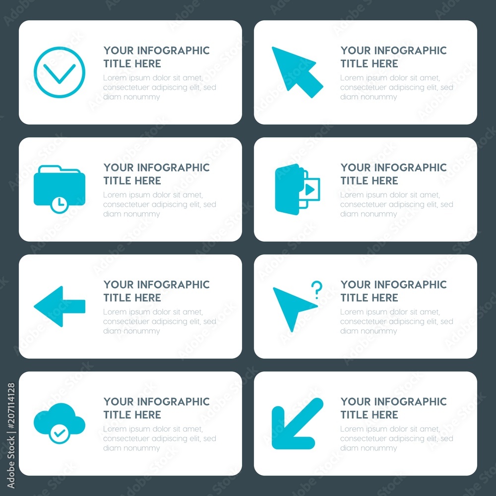 Flat cloud and networking, arrows, folder, cursors infographic timeline ...