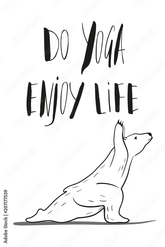 funny yoga with polar bear, fitness white bears, yoga poses, Surya ...