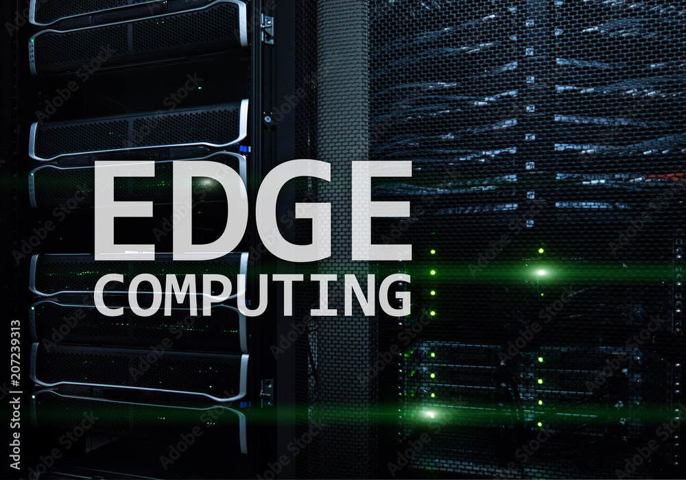EDGE computing, internet and modern technology concept on modern server ...