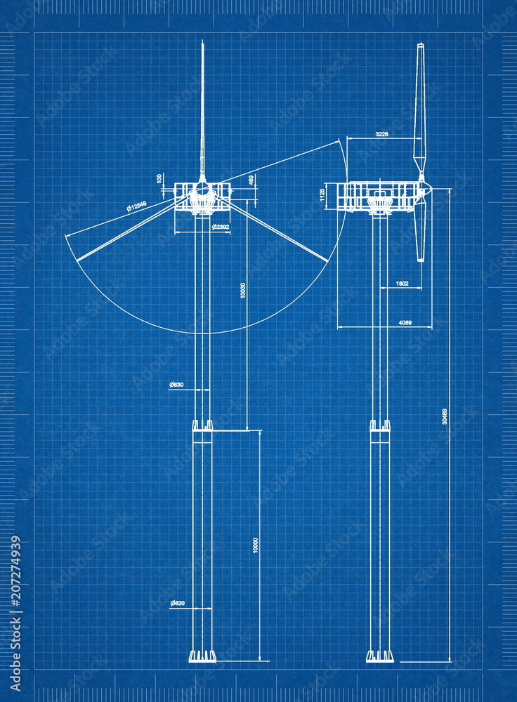 Wind Turbine Architect blueprint Stock Illustration | Adobe Stock