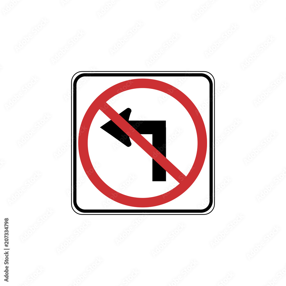 USA traffic road signs. no left turn. vector illustration Stock Vector ...