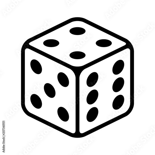 Six sided dice / die for casino gambling line art vector icon for apps ...