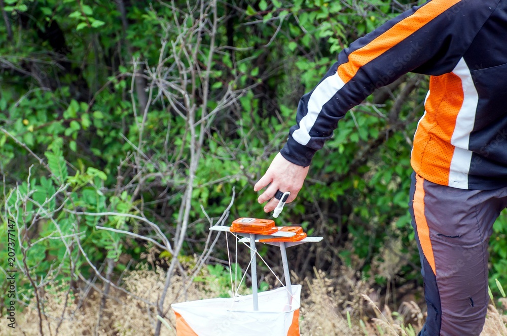 Orienteering. Check point Prism and composter for orienteering. The ...