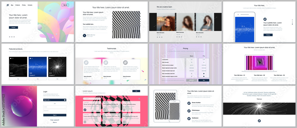 Vector templates for website design, minimal presentations, portfolio ...