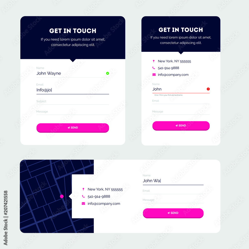 Modern Contact Forms Material Design Stock Vector | Adobe Stock