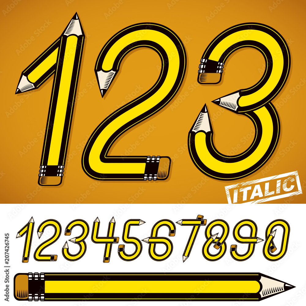 School theme, pencils design numbers, best for use in logotype design ...