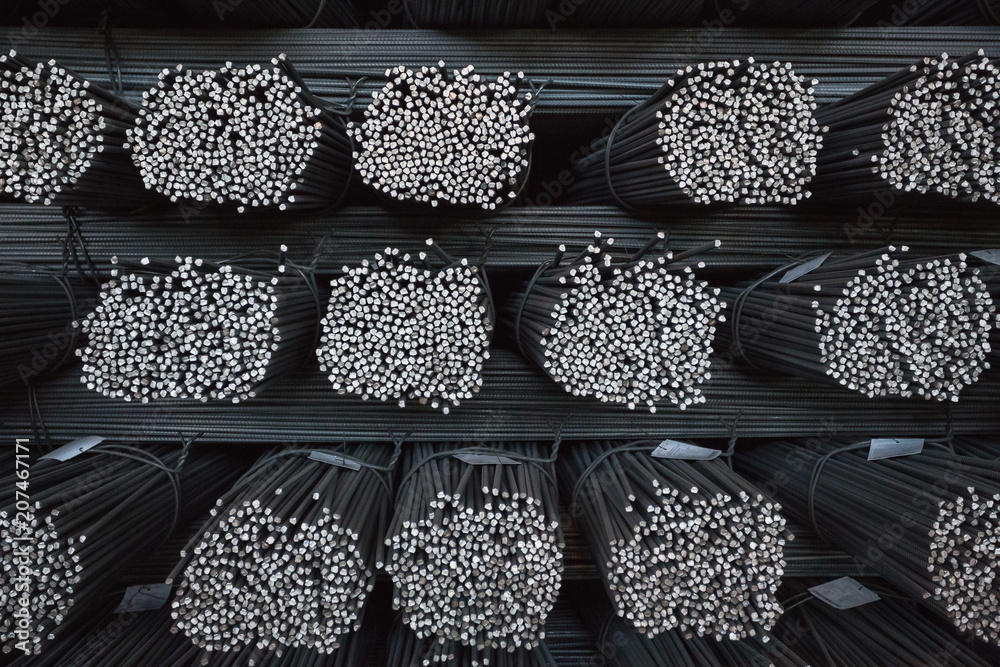 Bundle reinforcing bar. Steel reinforcement. Industrial background ...