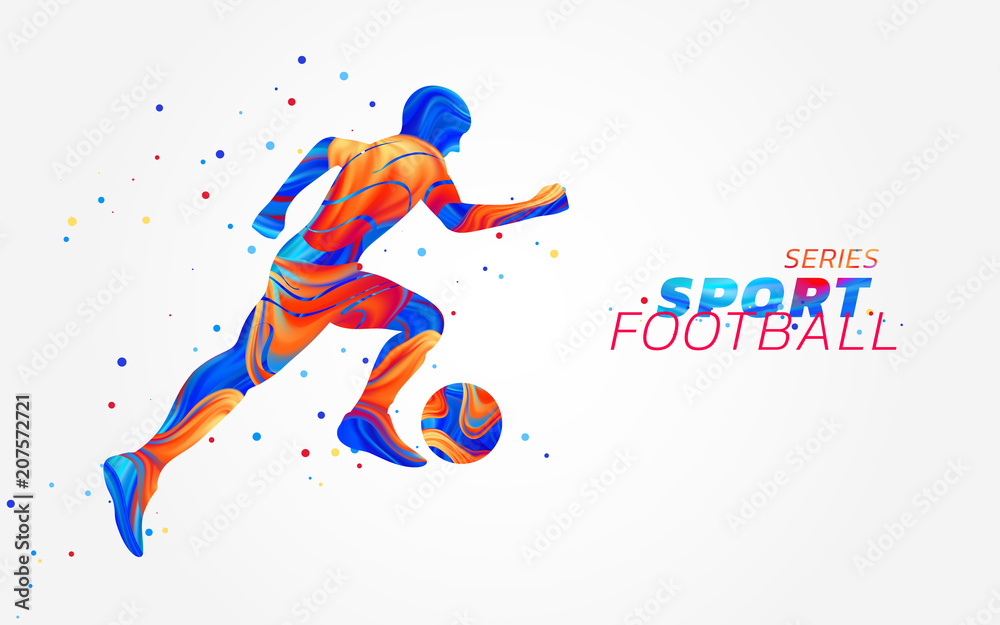 Vector football player with colorful spots isolated on white background ...