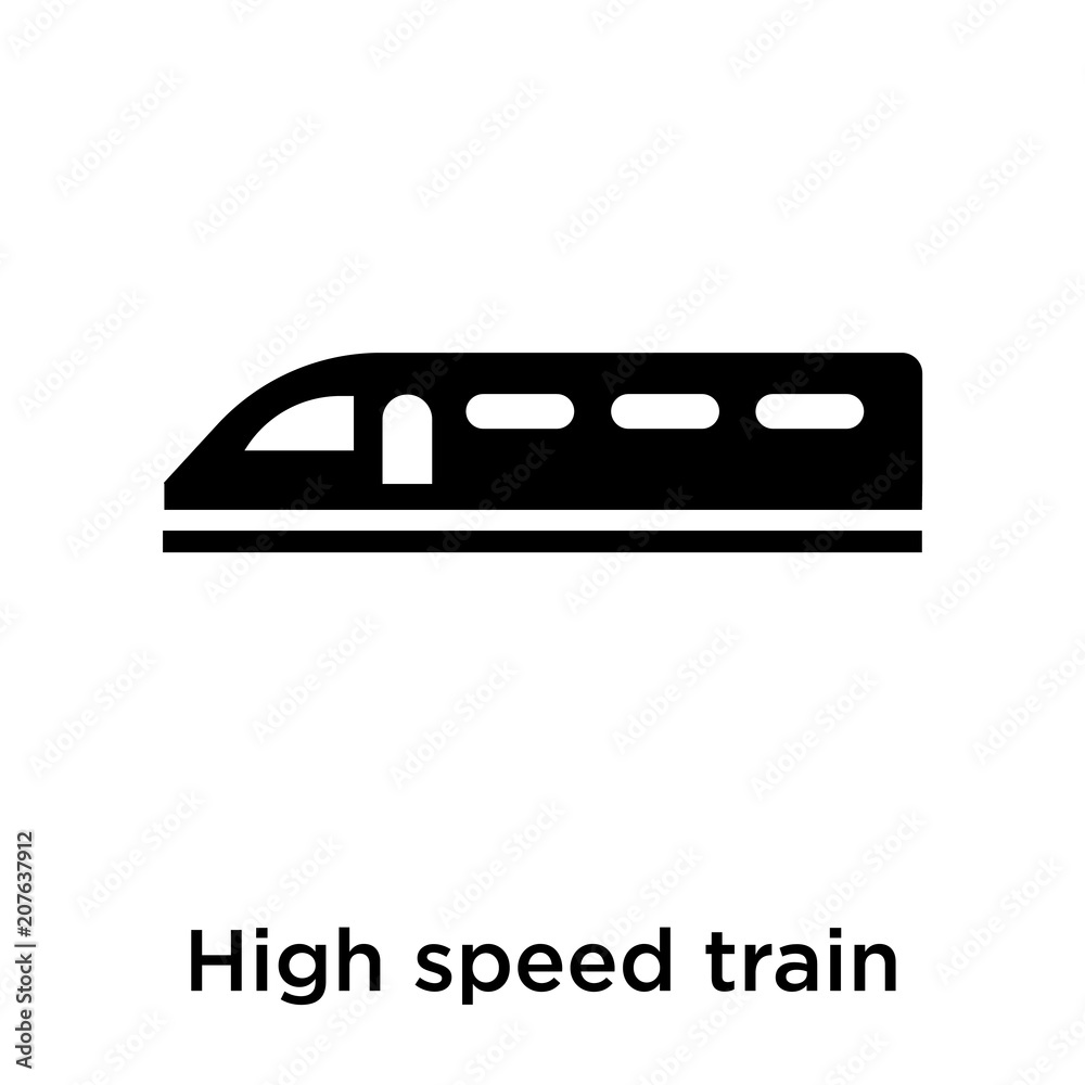 High speed train icon vector sign and symbol isolated on white ...