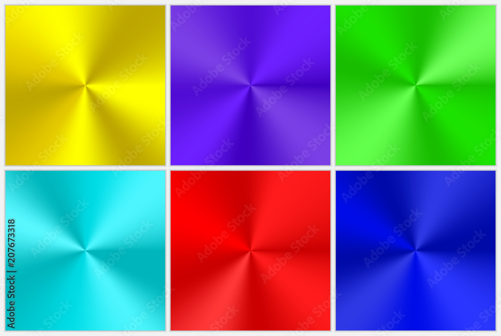 A set of colorful conical gradients of different colors for the design ...