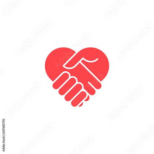 Heart Handshake. Charity Logo Template. Helping Hand Logotype. Emblem ...
