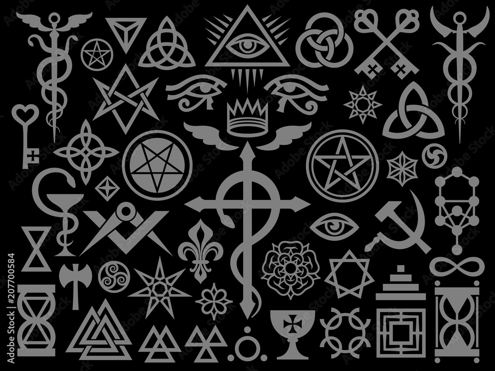 Medieval Occult Signs And Magic Stamps, Sigils, Locks, Knots. Mystic ...
