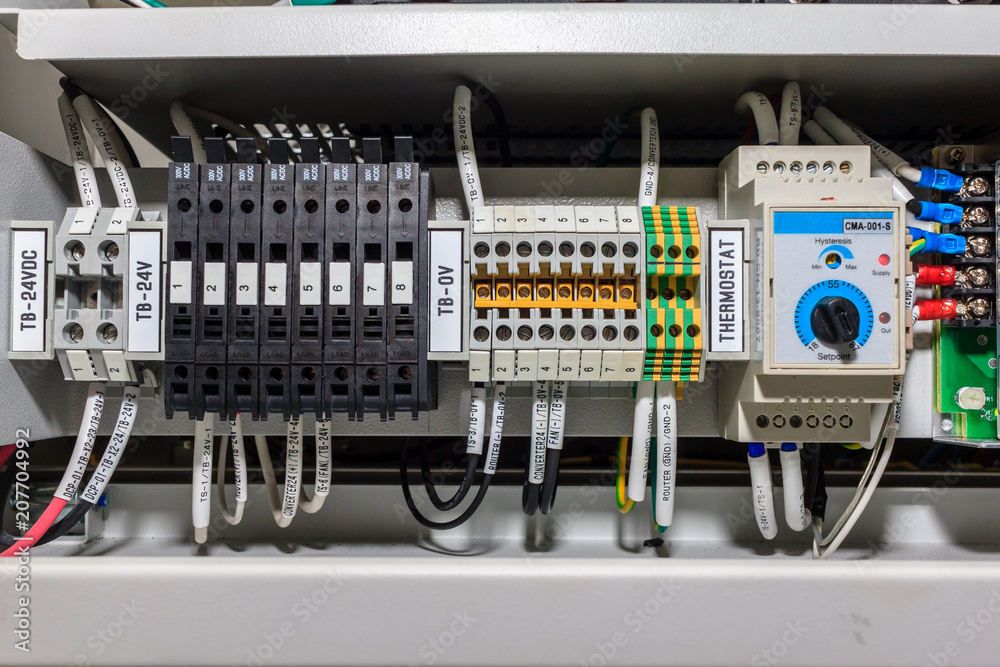 Electrical terminal junction box contain with electrical wiring cable ...
