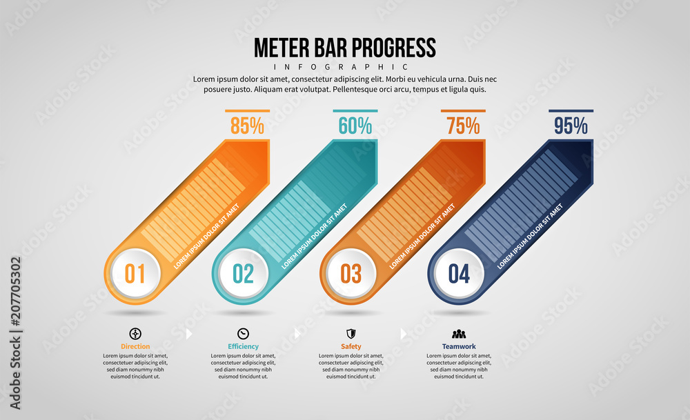 Meter Bar Progress Infographic Stock Vector | Adobe Stock