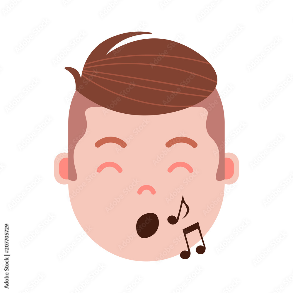 boy head emoji personage icon with facial emotions, avatar character ...