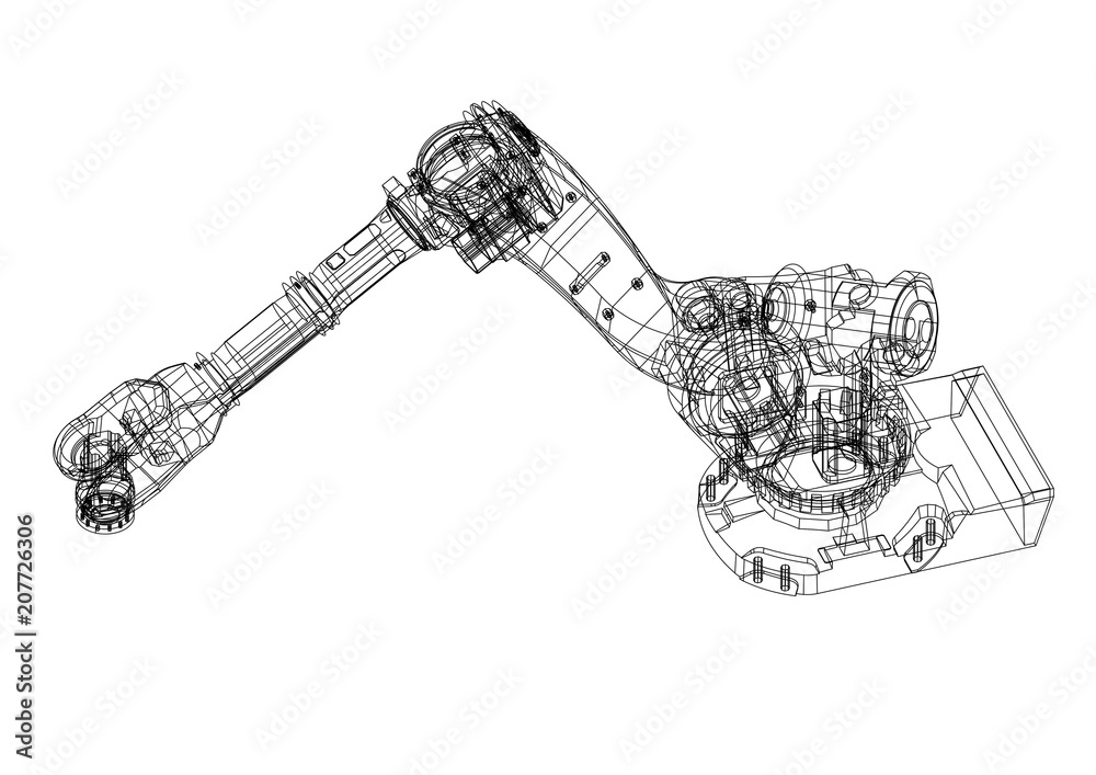 Robotic arm Architect blueprint - isolated Stock Illustration | Adobe Stock