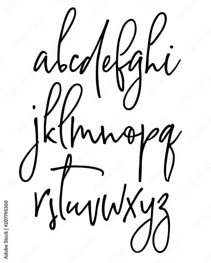 Ballpen handwritten vector alphabet. Modern calligraphy, lowercase ...