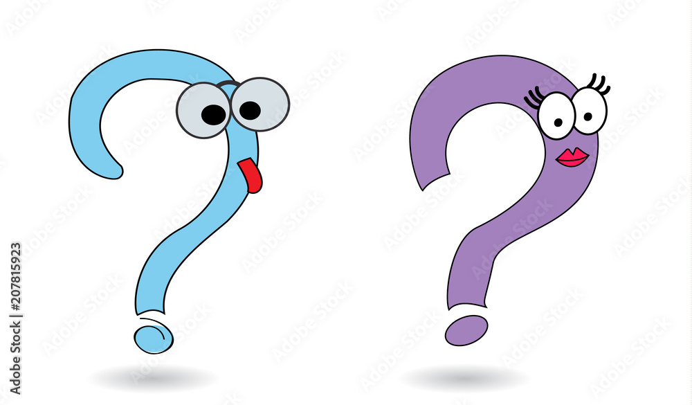 Set of illustrations of question mark. Design for school postcards ...
