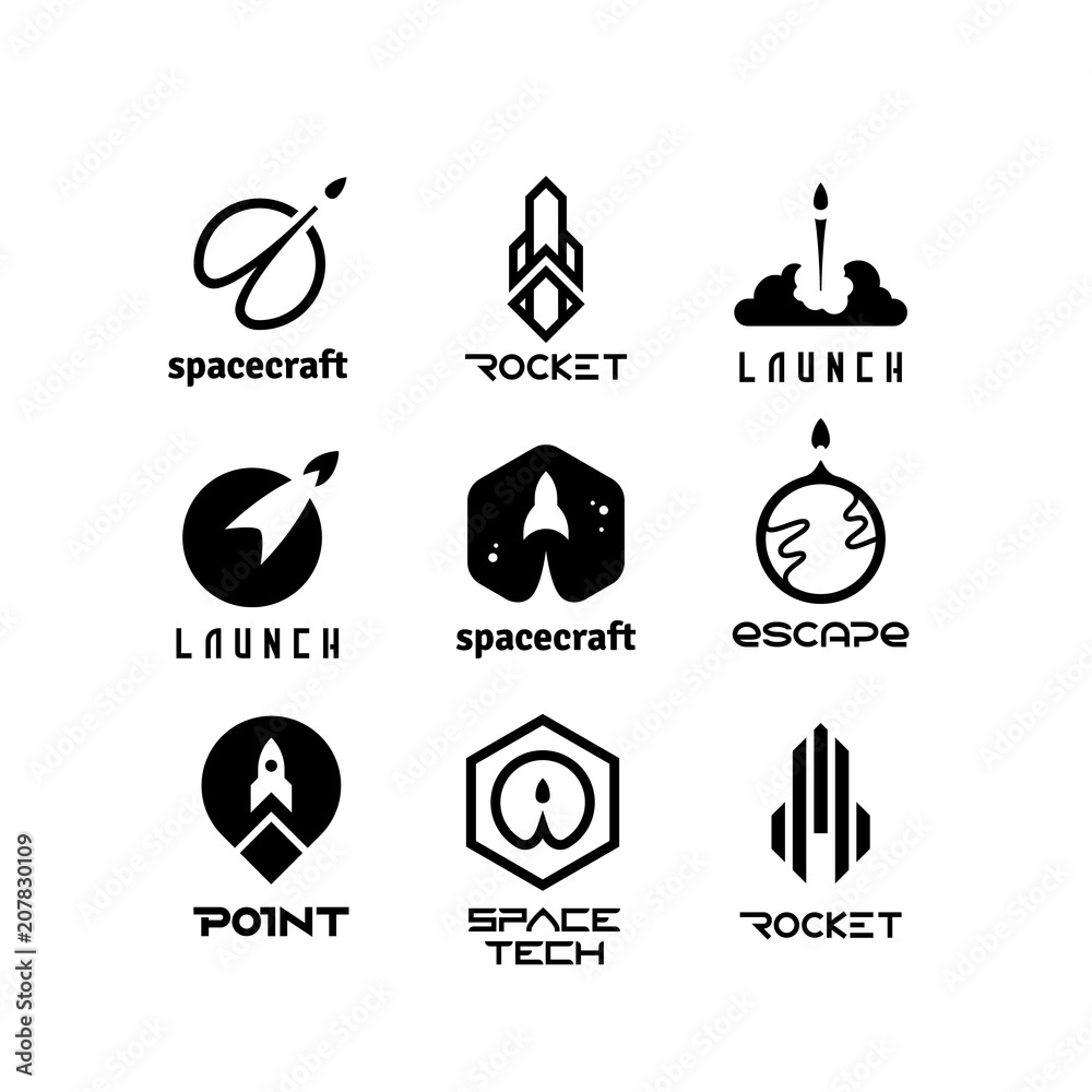 Space flying rockets, launching shuttles, spaceship, aviation vector ...