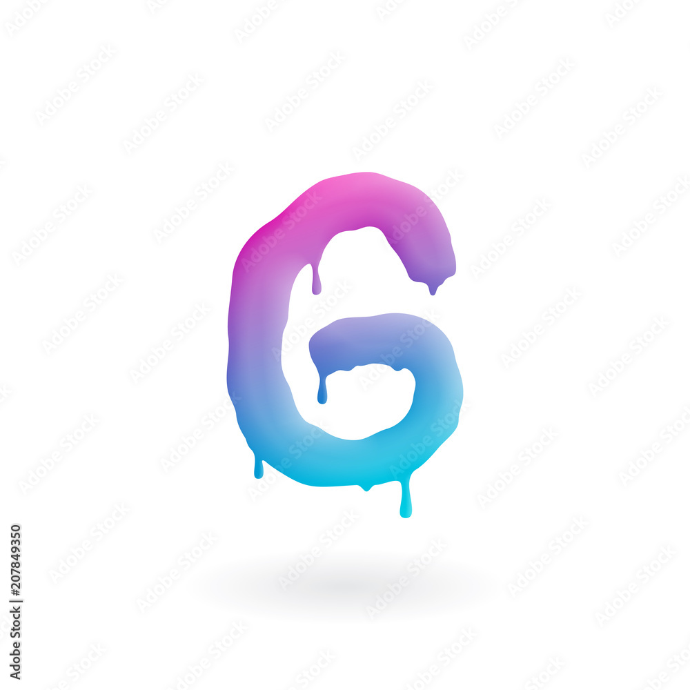 Letter G logo. Colored paint character with drips. Dripping liquid ...