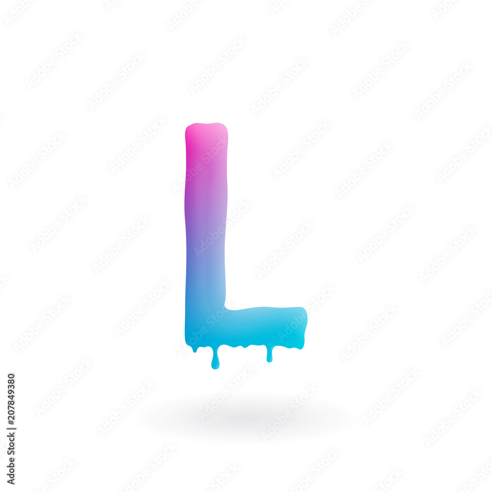 Letter L logo. Colored paint character with drips. Dripping liquid ...