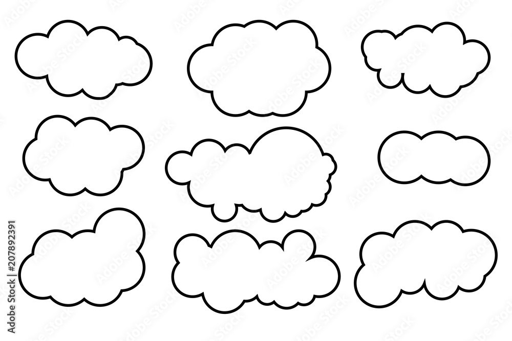 Vector de Stock Siluetas y formas de nubes. | Adobe Stock