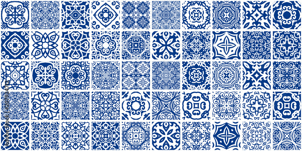 Blue Tiles Bundle Stock Vector | Adobe Stock