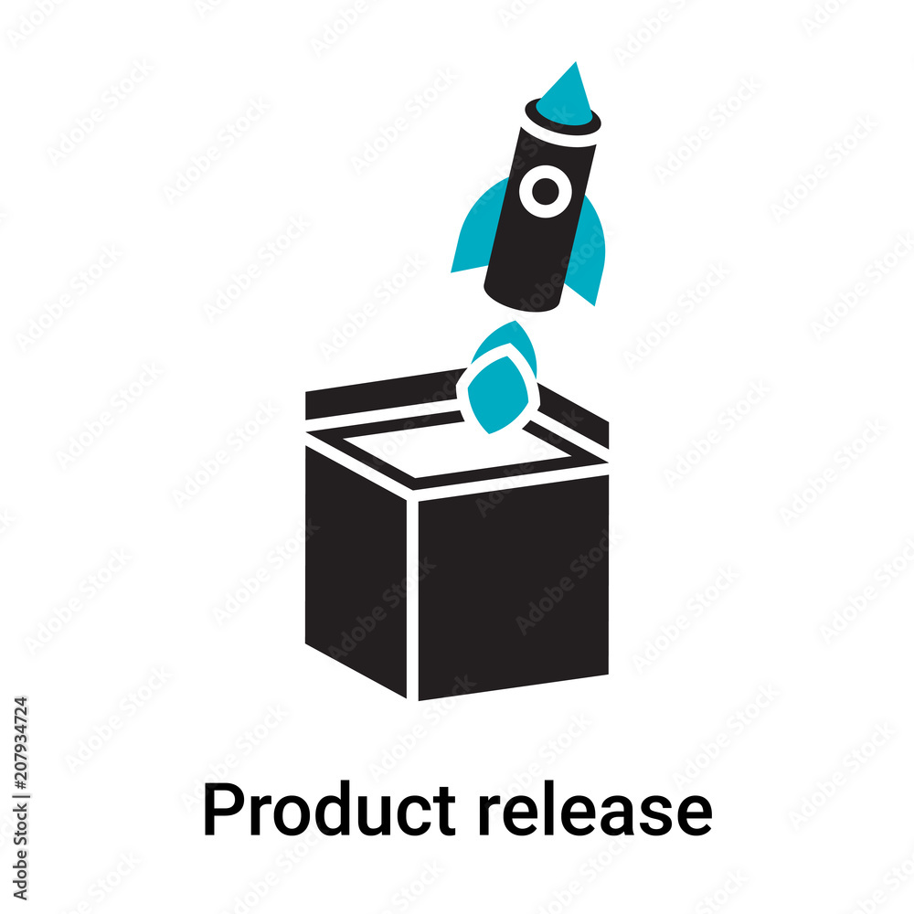 Product release icon vector sign and symbol isolated on white ...