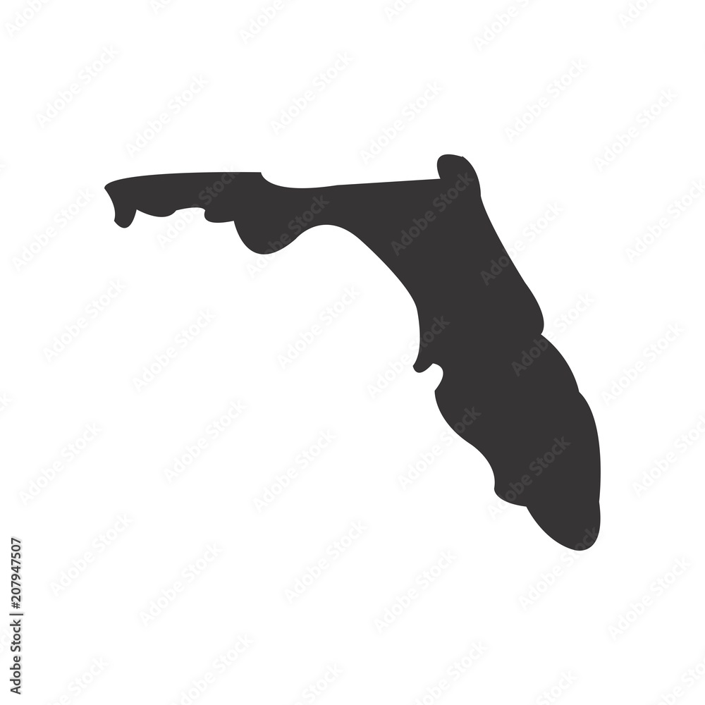 Florida State map of US America. Vector Simple Black Maps. Eps 08 ...