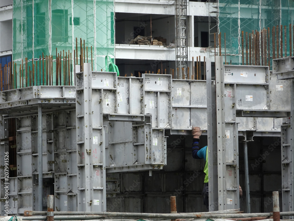 Precast system aluminium formwork used at the construction site as the ...