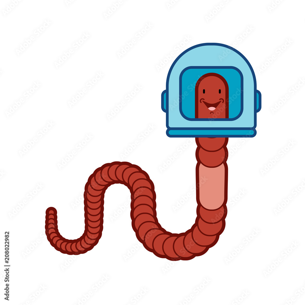 Earthworm in spacesuit. Worm in Space Helmet. Vector illustration Stock ...