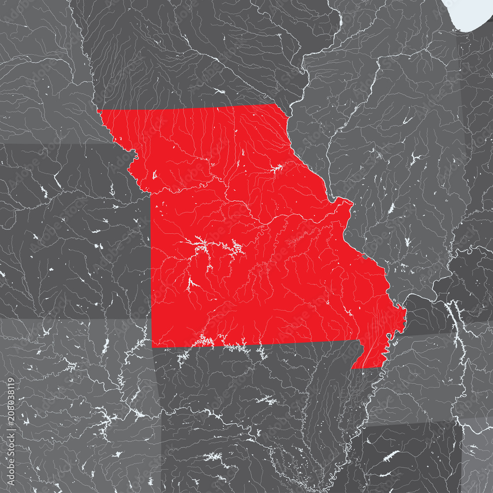 U.S. states - map of Missouri. Please look at my other images of ...