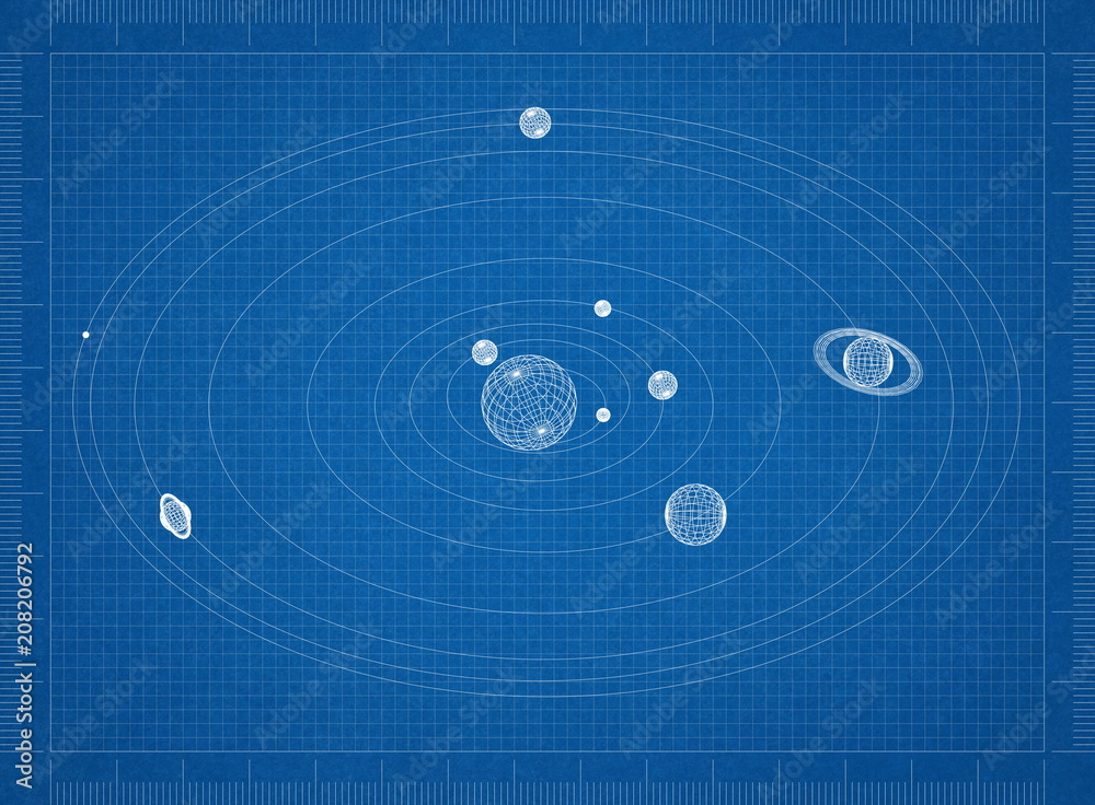 Solar System Blueprint Stock Illustration | Adobe Stock