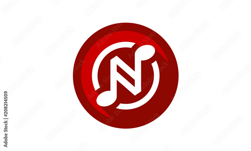 Music Notes / Notation / Initial N for icon/button logo design ...