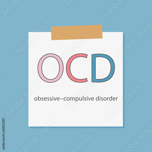 OCD Obsessive Compulsive Disorder written in a notebook paper- vector ...