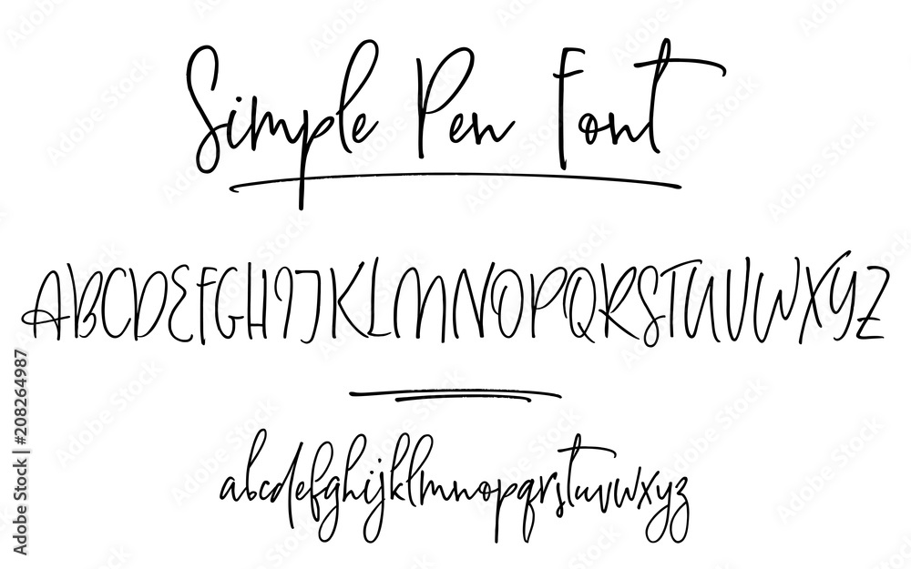 Ballpen lettering vector alphabet. Uppercase and lowercase handwritten ...