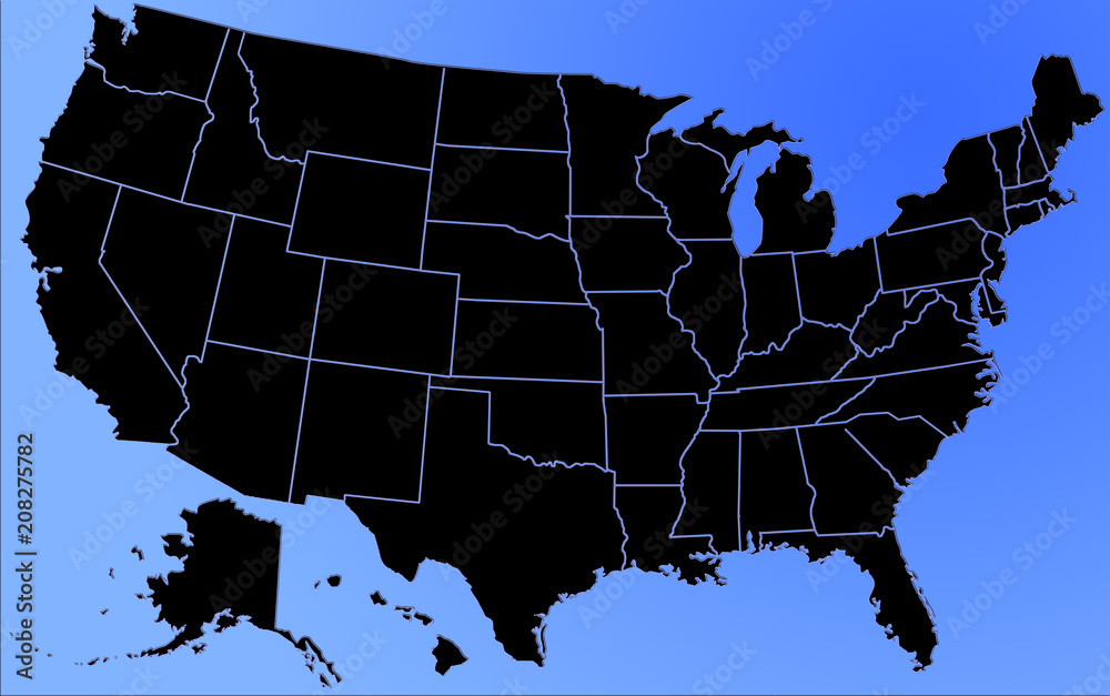 detailed map of usa states at blue background Stock Illustration ...