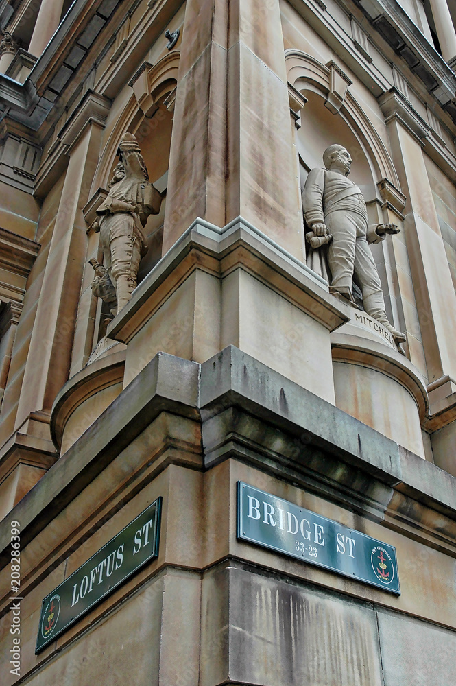 Corner of Loftus Street and Bridge Street in Sydney, Australia. Stock ...
