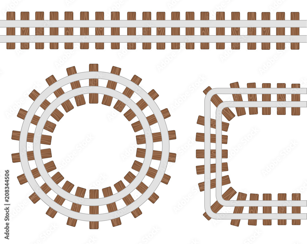 Passenger train vector rail tracks brush, railway line or railroad ...