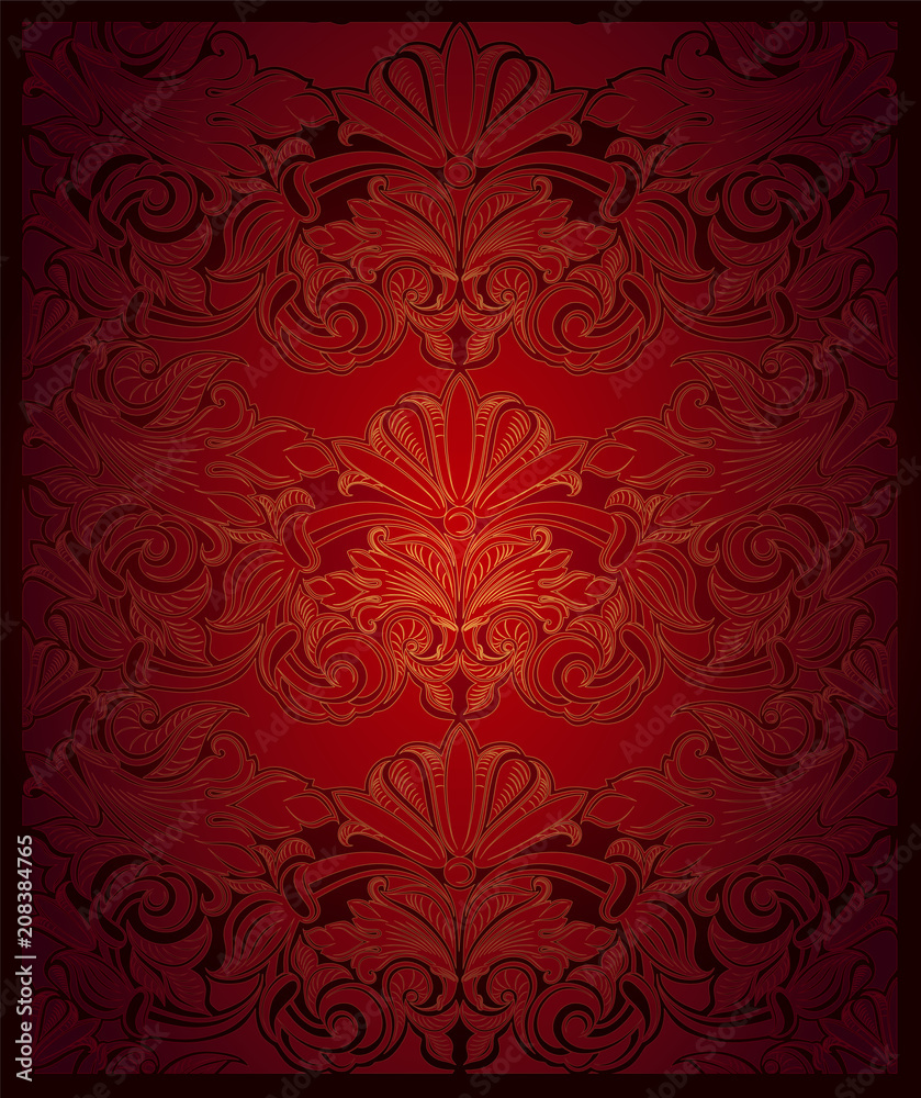Royal, vintage, elegant background in red with gold, with classic ...