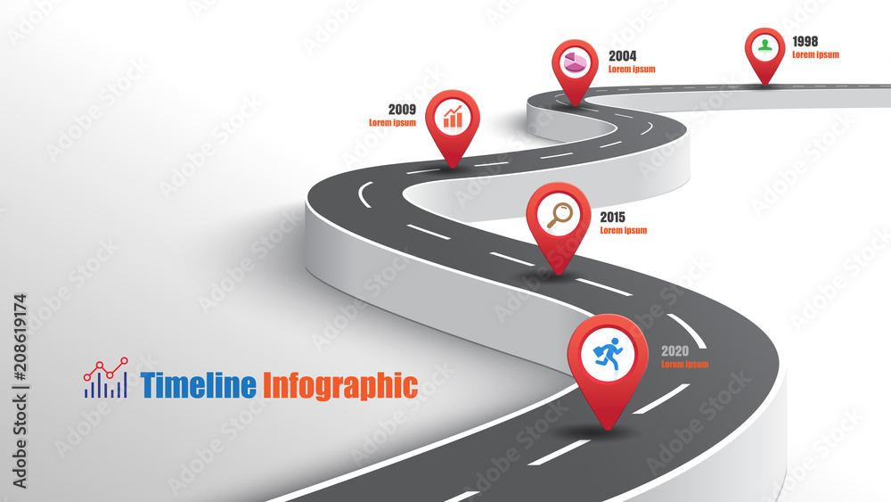 Business road map timeline infographic expressway concepts designed for ...