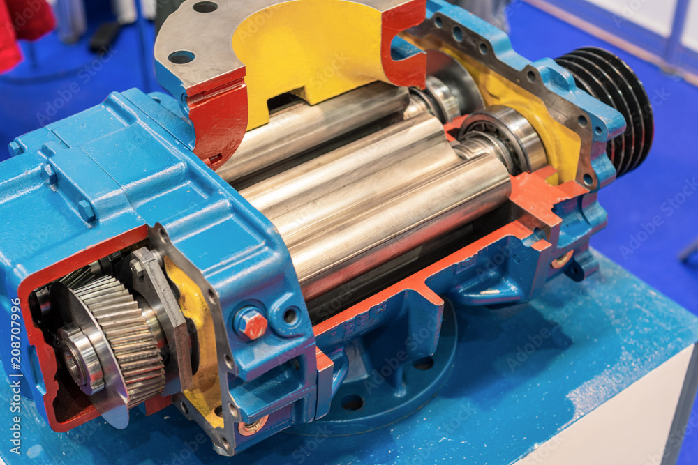 Cross section of the rotary compressor. Stock Photo | Adobe Stock