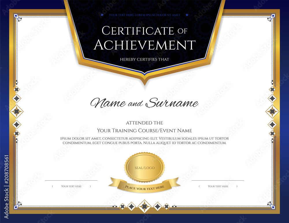 Luxury certificate template with elegant border frame, Diploma design ...