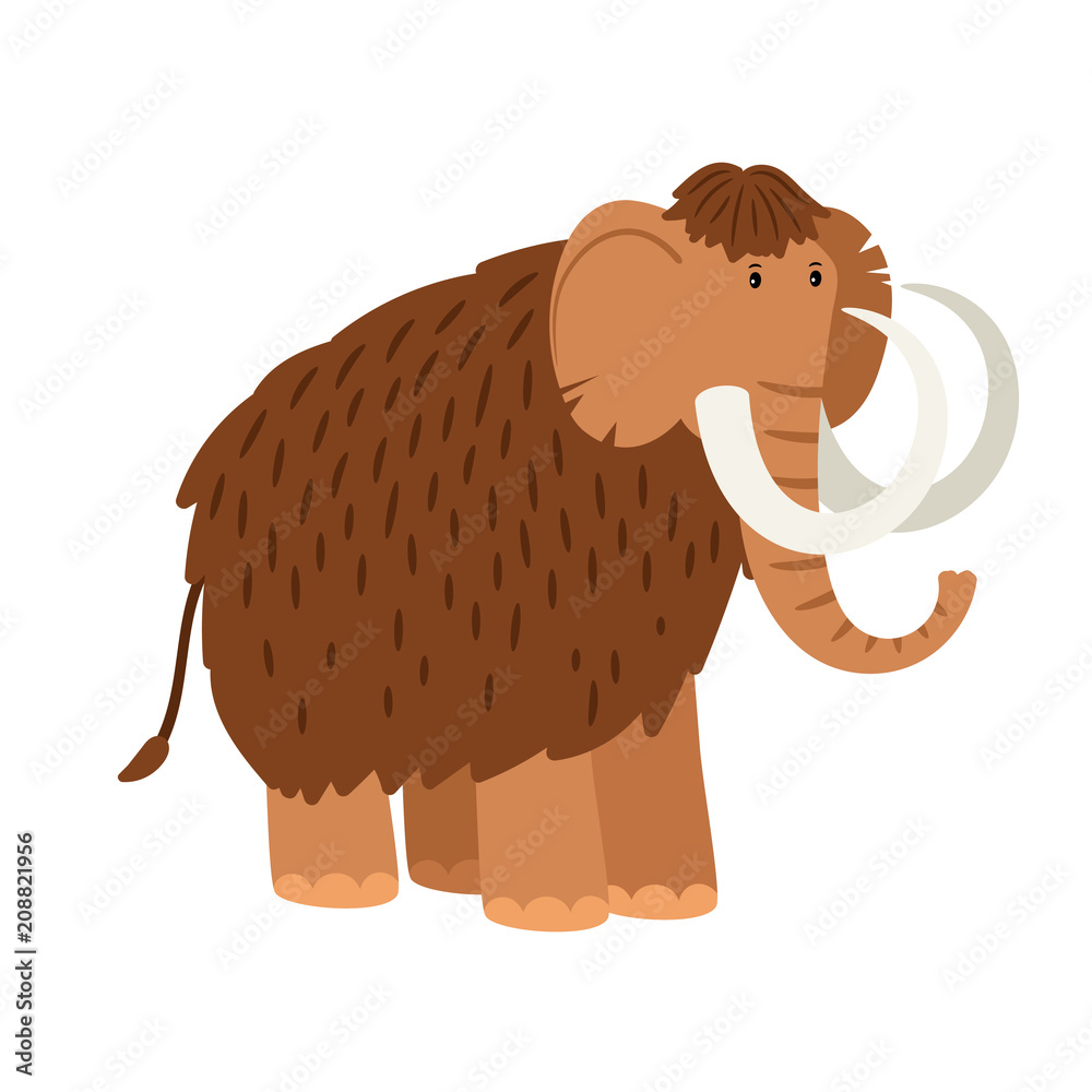 Cartoon mammoth isolated on white background Stock Vector | Adobe Stock