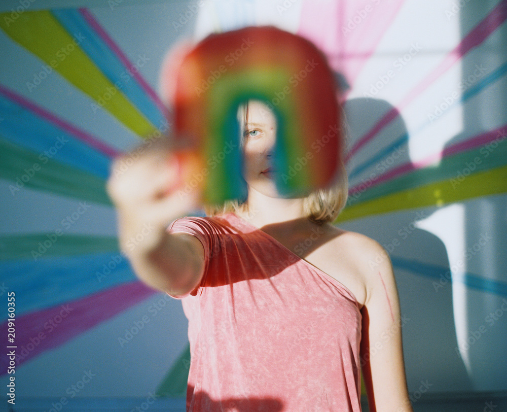 rainbow girl portrait Stock Photo | Adobe Stock